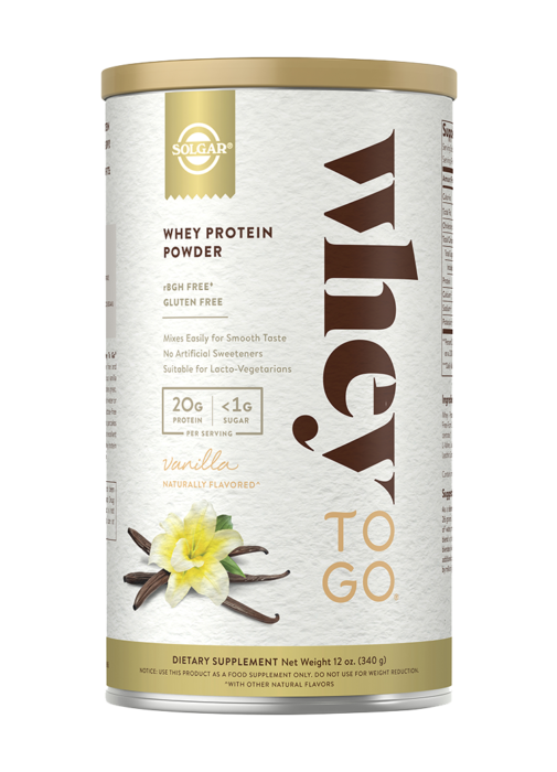 SOLGAR Whey To Go® Protein Powder Natural Vanilla Flavor 12 oz. (340g)